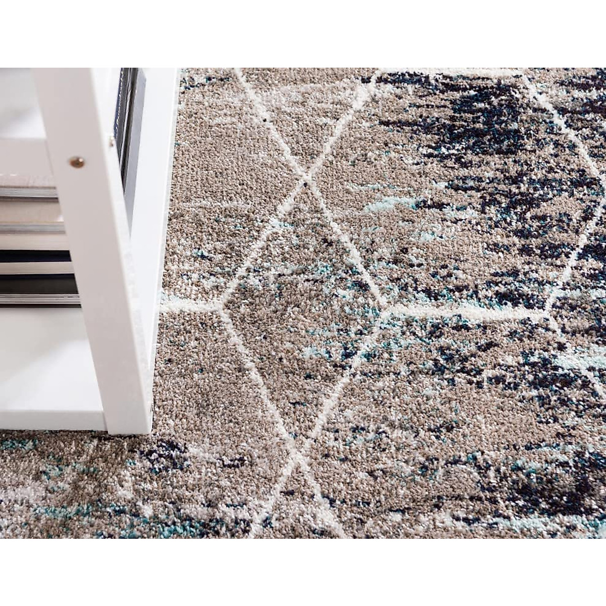 Unique Loom Trellis Frieze Collection Area Rug - Geometric (4' x 6', Blue Multi/ Ivory)