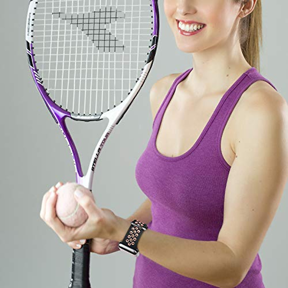 Muranne Sport Band Compatible with Apple Watch Bands 41mm 40mm 38mm iWatch SE & Series 7 & Series 6 5 4 3 2 1 for Women Men, Black/Rainbow, S/M