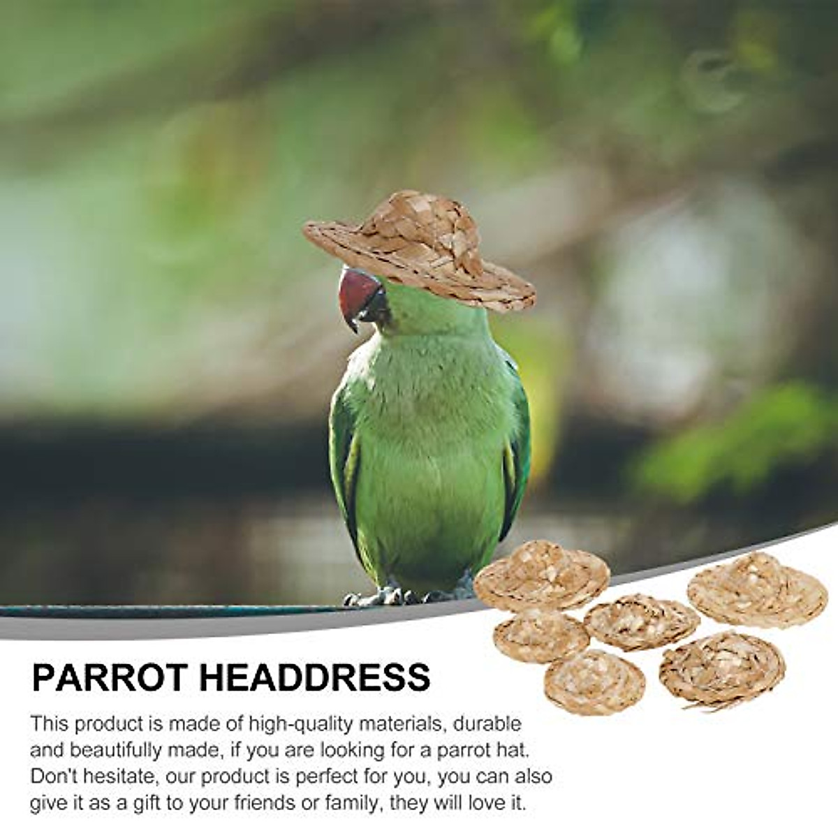 balacoo 6pcs Parrot Birds Straw Woven Hat Funny Mini Size Bamboo Hat Cockatiel Parakeets Canary Conure Party Head Wear for Parrot Parakeet Bearded Dragons
