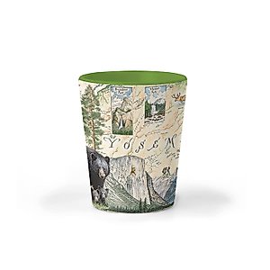 Xplorer Maps Yosemite National Park Map Ceramic Shot Glass, BPA-Free - For Office, Home, Gift, Party - Durable and holds 1.5 oz Liquid