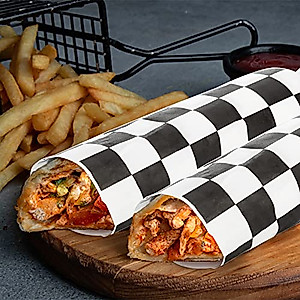 Fasmov 1000 Sheets 12 x 12 inches Sandwich Paper Deli Basket Liner Wrap Food Basket Liners Wrapping Checkered Sheets, Black & White