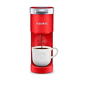 Keurig K-Mini Single Serve K-Cup Pod Coffee Maker, Poppy Red & 3-Month Brewer Maintenance Kit Includes Descaling Solution, Water Filter Cartridges & Rinse Pods, 7 Count