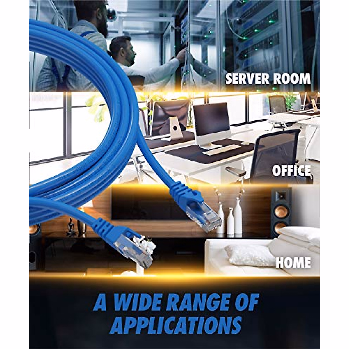 Cat6 Ethernet Cable, 15 Feet (2 Pack) LAN, UTP (4.5 Meters) Cat 6, RJ45, Network, Patch, Internet Cable - 15 ft