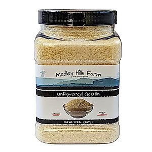 Unflavored Gelatin by Medley hills farm 1.25 lbs. in Reusable Container - Gelatin powder unflavored thickening agent. Made in USA.