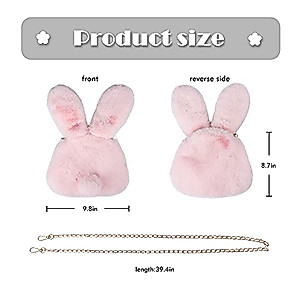 TANOSII Fuzzy Rabbit Bag Faux Fur Fluffy Handbag Furry Evening Bag Crossbody Bag for Women Pink