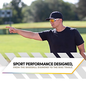 Rawlings Baseball Sunglasses or Softball Sunglasses - Ages 10 to Adult - Unisex Fit - Cycling Sunglasses - White/Orange/Multi