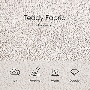 Yoglad 88.58‘’ 3-Seat Modern Curved Boucle Sofa, Cozy Thick Upholstered Teddy Loveseat, Half Moon Aesthetic Design Sherpa Couch for Small Living Room Bedroom Apartment Studio (Light Beige)