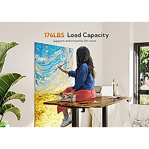 Claiks Electric Standing Desk, Adjustable Height Stand up Desk, 48x24 Inches Sit Stand Home Office Desk with Splice Board, Black Frame/Rustic Brown Top