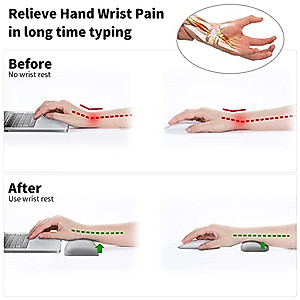 Giecy Keyboard Wrist Rest,Keyboard Pad Upgrade Enlarge Gel Memory Foam Set Keyboard Rest Cushion Support for Office, Computer Laptop Comfortable Lightweight for Easy Typing Pain Relief, Grey