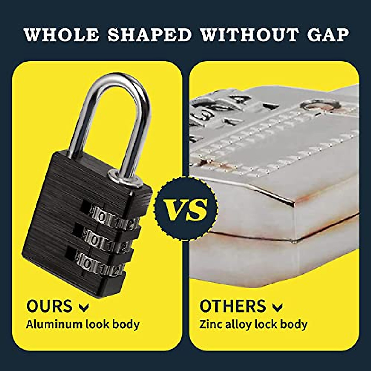 4 Pack Small Combination Lock，3 Digit Locker Lock with 9/16 in. Width Shackle，Small Combination Padlock for Luggage，Suitcase, Backpack