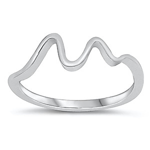 Thin Swirl Wave Ocean Tide Promise Ring New .925 Sterling Silver Band Size 6