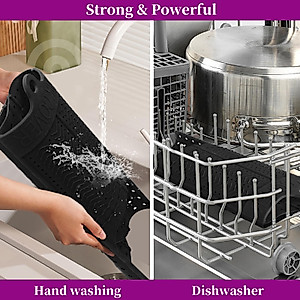 Bathroom Sink Cover for Counter Space Makeup, Foldable Silicone Sink Mat with Hanging Loop, 20.7" x 14.5" Black Heat Resistant Makeup Sink Cover Mat, Bathroom Sink Organizer Countertop for Space Saver