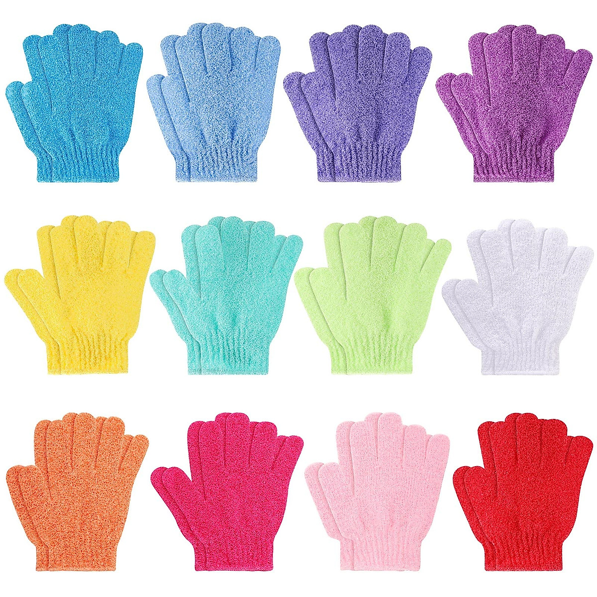 BTYMS 24 Pcs Shower Exfoliating Gloves Hand Exfoliating Glove Body Scrubber Loofah Washing Gloves for Shower, Spa, Massage and Body Scrubs, Dead Skin Cell Remover