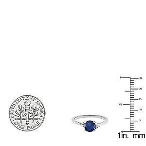 Dazzlingrock Collection 10K 6 MM Round Blue Sapphire & White Diamond Bridal Engagement Ring, White Gold, Size 7
