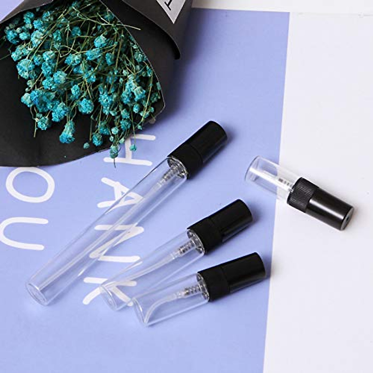 Enslz 2ml mini Perfume Mist Spray Bottles Refillable Mini Empty Travel Clear Refillable Atomizer Glass Bottles 30pcs (2ml)