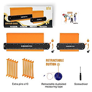 dodowin Contour Gauge Profile Tools, Gifts for Men Husband Dad Him, Outline Shape Duplicator Woodworking Tools for Flooring Tile Laying Carpet, Anniversary Birthday ldea, Home Gadget (10 Inch+5 Inch)