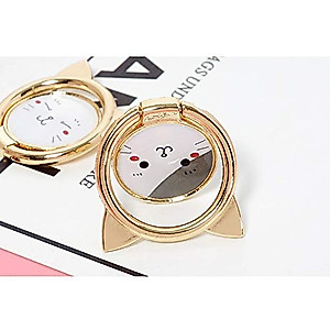 Alzcatek Finger Ring Stand 360 Degree Rotation, Thin Universal Phone Cute Cat Ring Holder Compatible with iPhone Xs, iPhone 78/78 Plus, Samsung, LG and Other Smartphones (Cat 1)