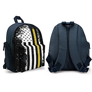 Vintage 911 Dispatcher Thin Gold Line Flag Unisex Backpack Lightweight Laptop Shoulder Bag Causal Daypack Outdoor Bags