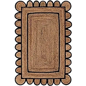 2x3, 2x4, 2x5, 2x6, 2.6x6 2.6x8 2.6x10 Ft. Hand Braided Natural Jute and Recycle Cotton Rug Patio Rug/Handmade Rug (4x6 Ft. Area Rug)