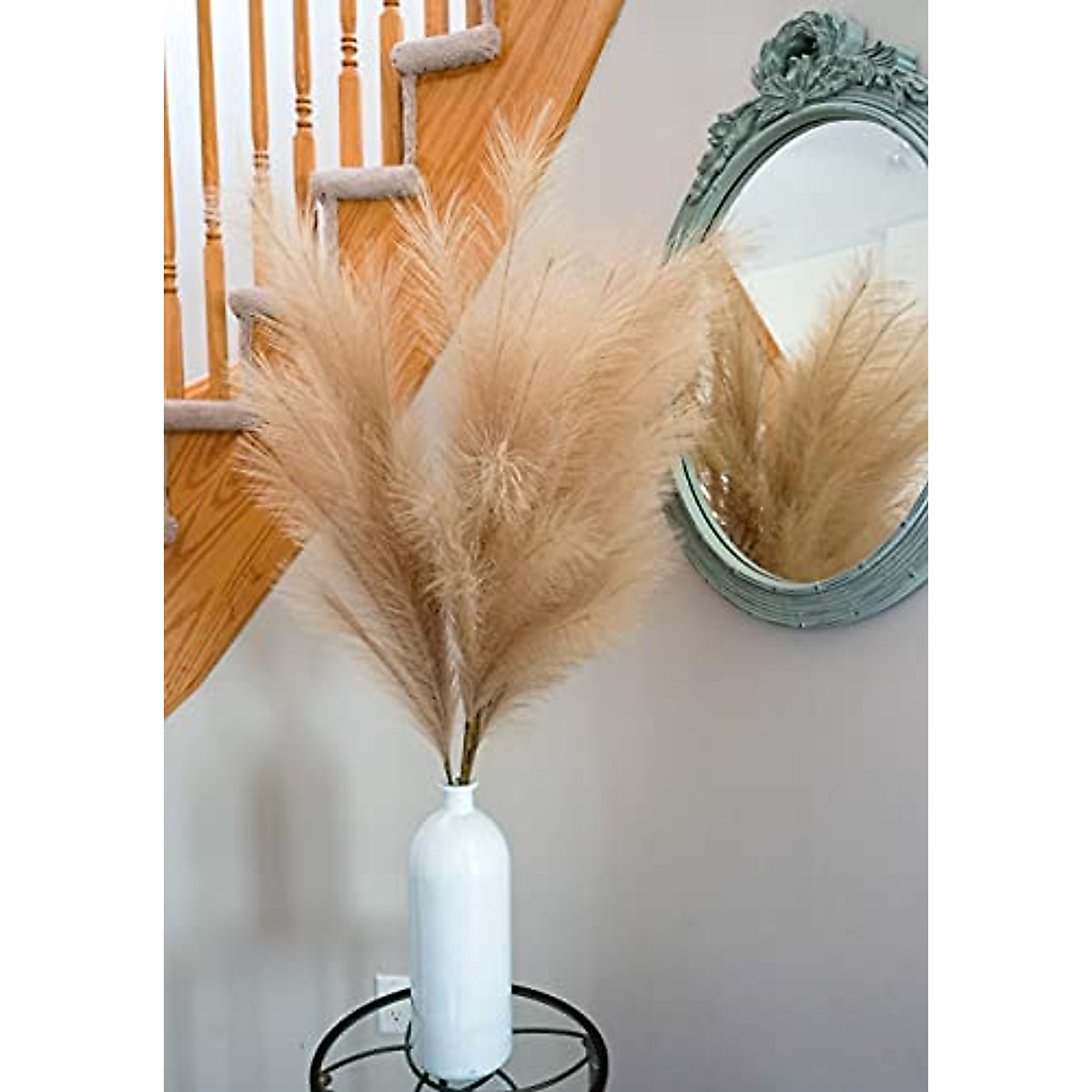 Boho Wish Faux Pampas Grass Decor Tall Set of 7 PCs -40 Inches Non-Shedding, Floor and Office Vase Filling-Fluffy Floral Branches -Wedding Decor- Home and Bedroom Table Decoration (Brown)