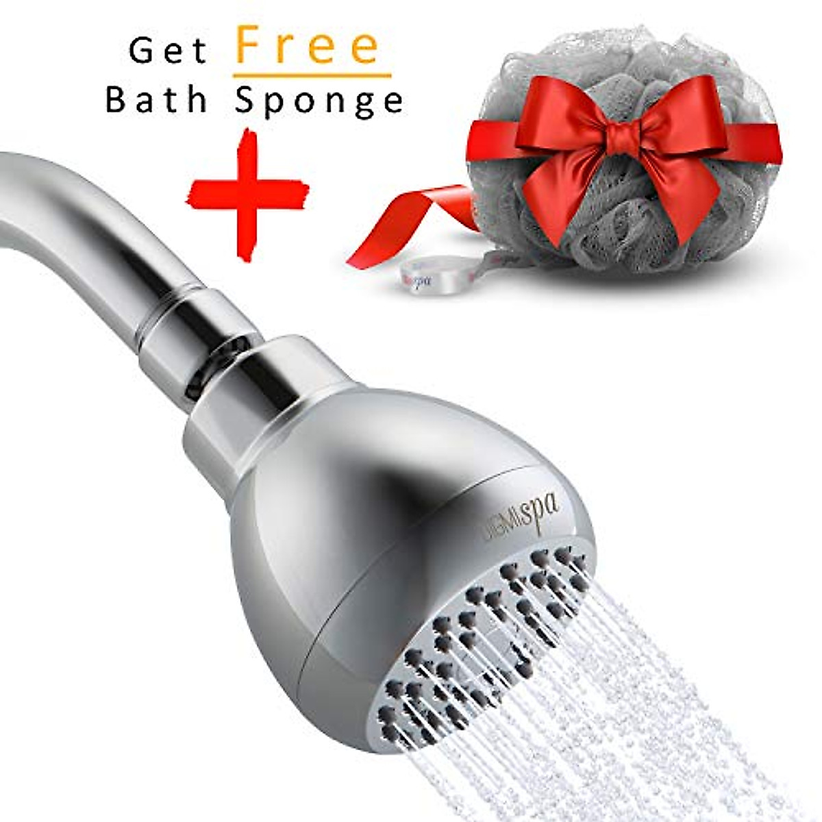SPA High Pressuer Showerhead chrome Anti-leak Shower Head For Powerful Water Rain With Removable Flow Restrictor - Unique 3 Inch - 5 Years Wrranty + Free Relaxing Loofah Sponge