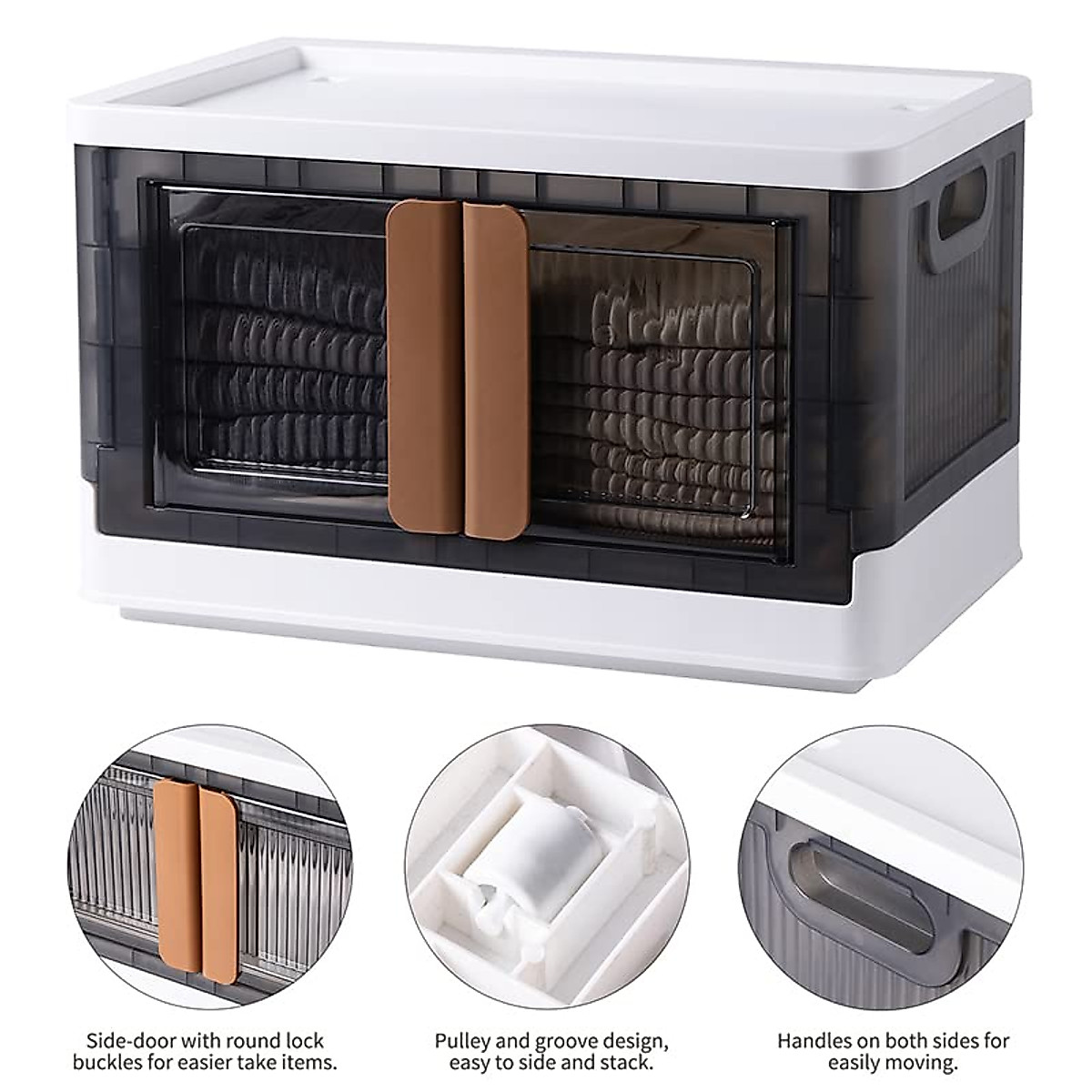 Foldable STORAGE BOXES/Storage box with lid, Stackable Under bed Storage Container, Plastic storage bins with lids/ Open containers with wheels, Large container