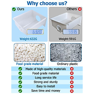 W10670845, WPW10670845 Refrigerator Ice Bucket Compatible with Whirlpool, Kenmore, kitchenaid, Amana Refrigerators, etc. Part Number: 2196091, 1115342, 1115372, 2152701, 2152702, etc.