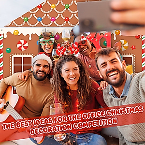 VitalCozy 4 Pcs Christmas Gingerbread Door Decorations Xmas Gingerbread House Backdrop Gingerbread Candy Door Covers Christmas Hanging Banner Porch Sign for Holiday Classroom Office Home Party Decor