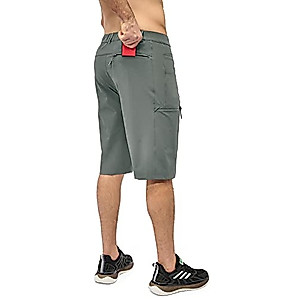 MELOO Men's Hiking Cargo Shorts - 12" Lightweight Outdoor Golf Shorts Quick Dry Fishing Camping Casual Travel Pockets Grey L