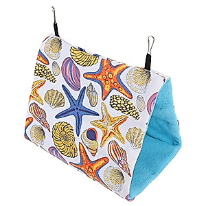 Winter Warm Hamster Bird Hammock Nest House Shed Hut Practical Pet Hanging Nest Warm Cage Plush Fluffy Birds Hut Hideaway Hamster Hanging Bed (Shell M)