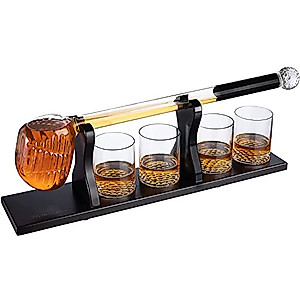 Golf Whiskey Decanter and 4 Liquor Glasses - Decanter & Glass Set - Golf Stick Gifts for Men - Unique Whiskey Decanter Set - Bourbon & Scotch Decanter for Serving Alcohol - Golfer Gifts for Dad