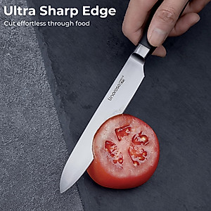 linoroso 5 inch Kitchen Utility Knife Gourmet Series, Sharp High Carbon Stainless Steel Kitchen Knife Multipurpose Paring Knife for Cutting, Peeling, Slicing Fruit, Vegetables, and Meat