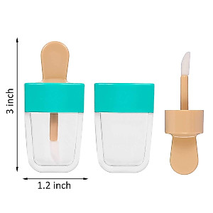 JOLLYSTYLE 15PCS Lip Gloss Tubes - Pink Green Blue Ice Cream Shape Lip Gloss Containers Empty - Refillable Clear Lipgloss/Lip Balm Containers for Girls Women DIY Cosmetics