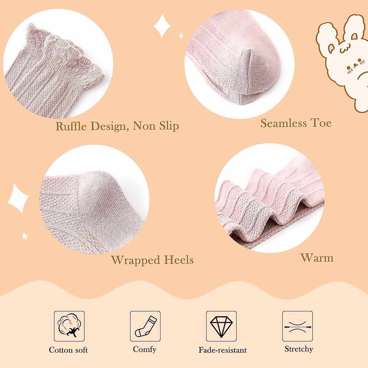 Zando Toddler Knee High Socks Girls White Ruffle Thigh High Stockings Kids Baby Knee High Tube Socks Cotton Breathable White Socks for Toddlers Girls 18-24 Months Milk White 1Pack 12-24 Months