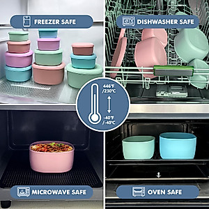 Anatole Silicone Food Storage Containers 4 Pcs Lunch Bento Box with Lids Leakproof Dishwasher Microwave Oven Freezer Safe BPA Free CPC Certified (30oz 20oz 10oz 6.7oz)