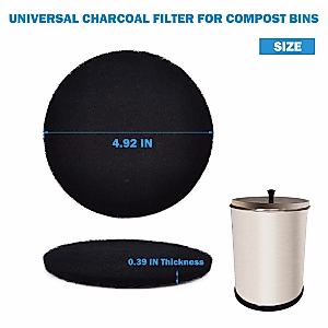 Xcivi Universal Bin Odor Absorption Filter, activated carbon deodorizer for bins, compost bins, countertops and recycling bins, 12-pack (round)