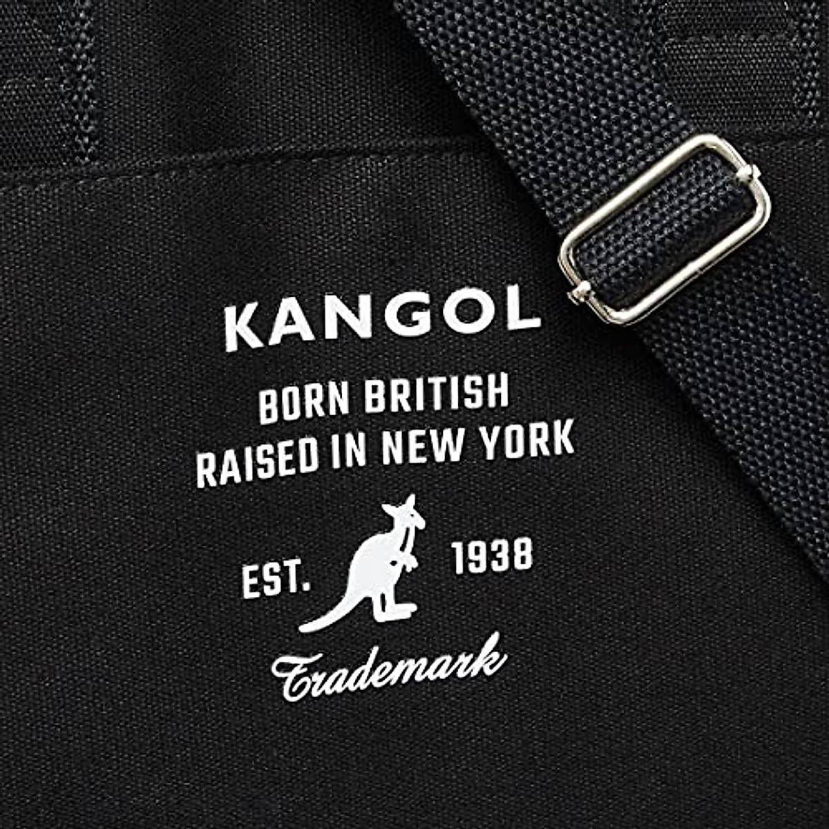 Kangol Tote Bag, Thick Cotton Canvas, 2-Way, Shoulder Bag, Mother's Bag, Square Shape, L, Black