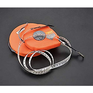 Edward Tools Long Measuring Tape with Retractable Closed Reel - Flexible Fiberglass Roll - SAE/METRIC - For Outdoor, Construction, Sports, Golf, DIY - Strong Belt Clip - Metal Hook End (60 Foot)