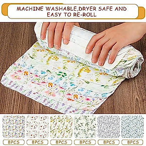48 Pcs Paperless Towels Roll Washable Cotton Cloth, Reusable Paper Towels - 25 Pack with Durable Cardboard Roll - 10" x 10" Reusable Napkins Paperless Paper Towels (Colorful Small Flowers)
