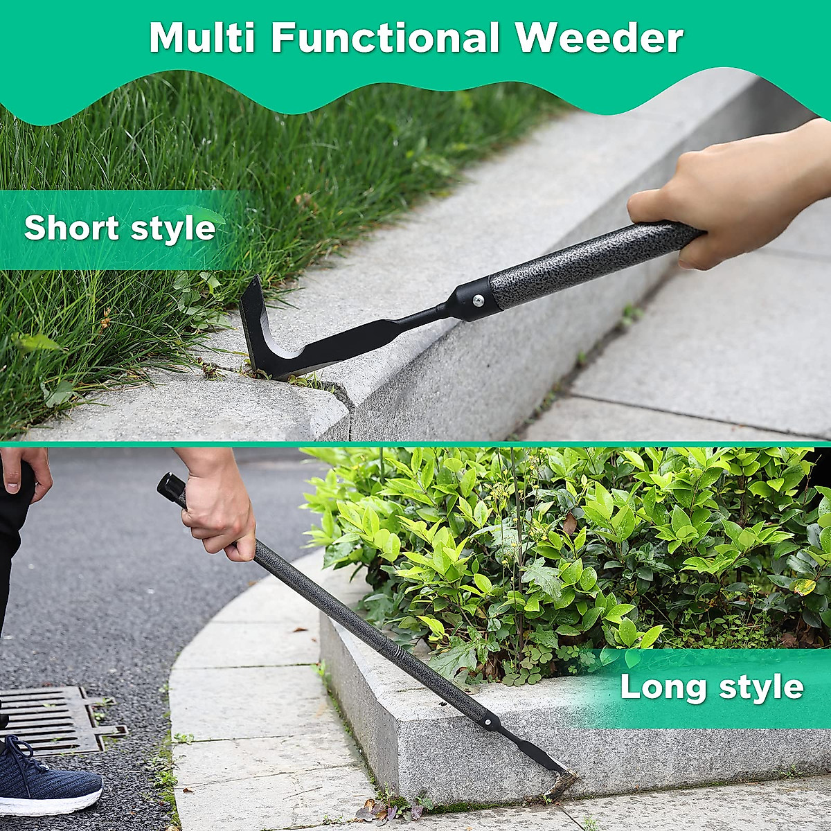 Lilyvane Crack Weeder, Manual Crevice Weeding Tool Weed Puller with 29” Handle for Sidewalk Paver Deck Boards, Crack Weeder Crevice Weeding Tool Metal Handle