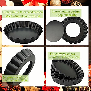 KUAYB 7-Piece Nonstick Mini Tart Pans with Removable Bottoms, 4-Inch Fluted Quiche and Pie Pans for Tartlets, Mousse Cakes, Muffins – Reusable Baking Tart Pans Set