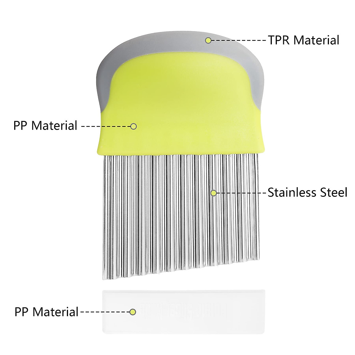 Nax Caki Crinkle Cutter with Protective Cover,Crinkle Cutter for Veggies,Potato Carrot Chip Vegetable Crinkle Wavy Chopper Cutter