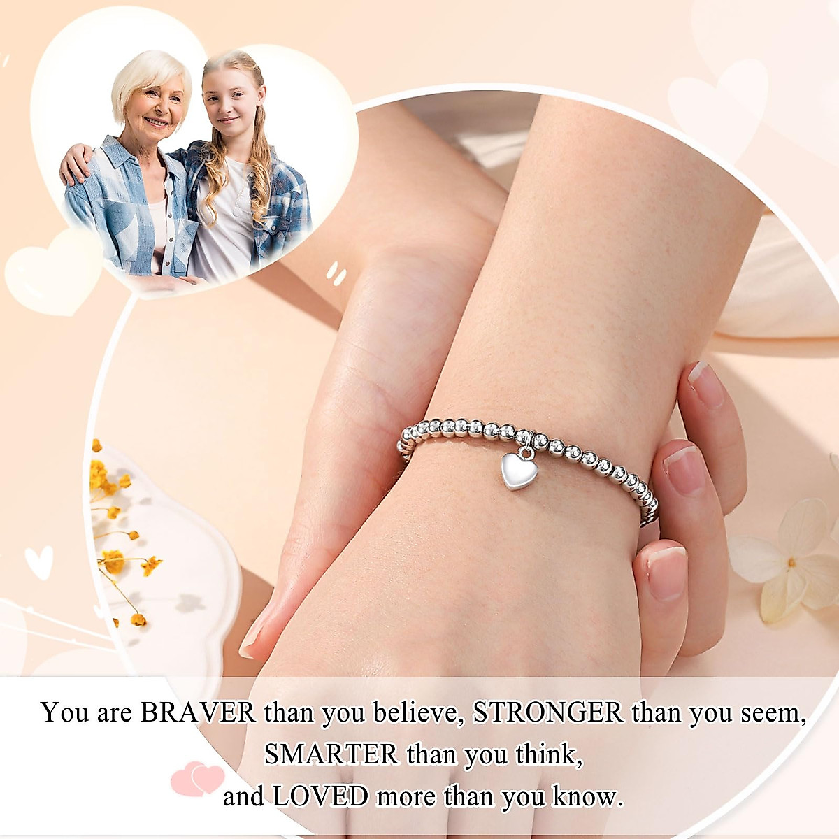 UNGENT THEM Granddaughter Gifts from Grandma Girls Bracelets Jewelry Christmas Birthday Valentines Day Confirmation Easter Gifts for Teenage Teens Girls Stuff 12 14 16 18 10