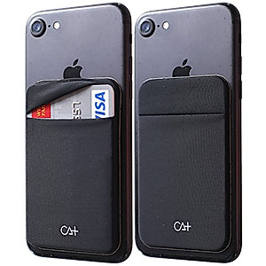 CA+ Cheap Sunday - 2 Packs Phone Wallet Card Holder for Phone Case Sleeves Stick On Wallet for Cell Phone Card Holder Durable Adhesive Sticker ID Credit Card Holder for Back of Phone (Black 2Pcs)