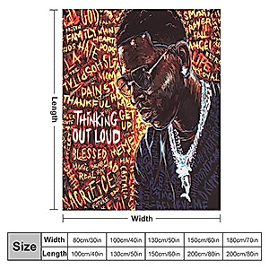 3D DIY American Rapper Young Music Dolph Throw Blanket,Flannel Plush Blanket for Winter Season Couch Bed Sofa Living Room,Anti-Static Air Conditioning Blanket 30"x40"