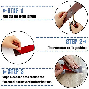 6.56FT Floor Transition Strip Self Adhesive(Brown),Door Threshold Strip,Floor Trim for Wood to Tile Transition, Floor Repair, Gap Coverings