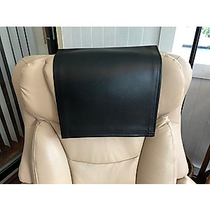 Furniture Headrest Cover for Recliner (Chairs) to Protect from Damage, Marine Vinyl Black Color, Size 14 x 30in for Office, Boss, Dad, Gift