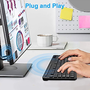 NPET WK20 Wireless Keyboard for Windows, 2.4 GHz Wireless, Full-Size, Number Pad, 14 Multimedia Keys, 2-Year Battery Life, Compatible with PC, Laptop