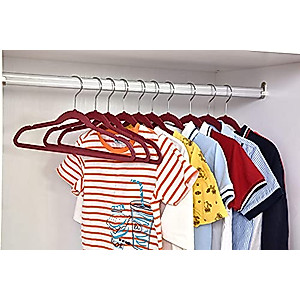 30+10 Quality Kids Children's Plastic Non Velvet Non-Flocked Thin Compact Shirt and Skirt/Pant Bundle Coat Hangers with Metal Clips for Skirts Pants Blouses 360° Swivel Hook, Jacket, Raspberry