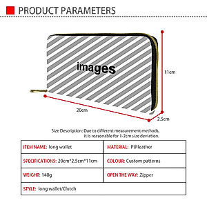 Coloranimal Slim Long Leather Wallet Funny 3D Boston Terrier Pattern Zipper Closure Bag Case Credit Cards Organizer GIft